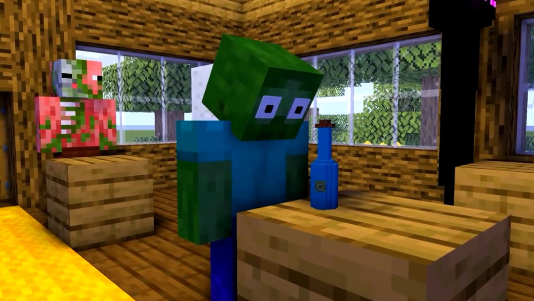 我的世界之怪物学院搞笑动画,him老师考验怪物们扔瓶子