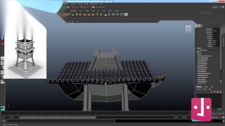 小崔动画MAYA模型公益性精品课11—哨塔(六)瓦片的制作