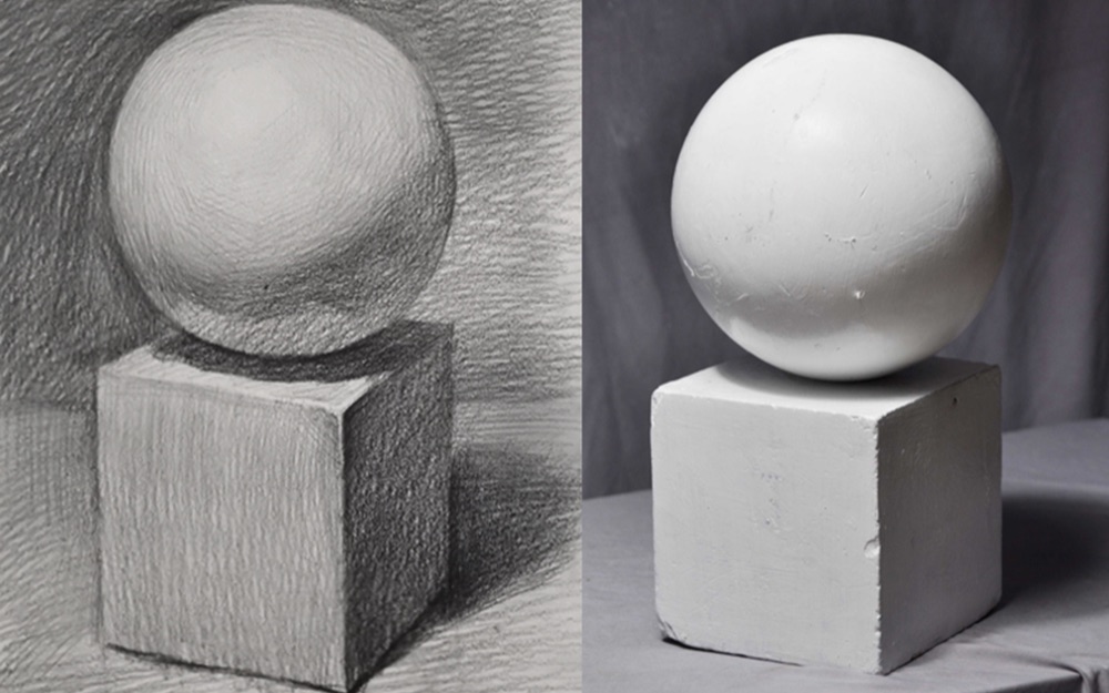 素描“石膏组合”示范