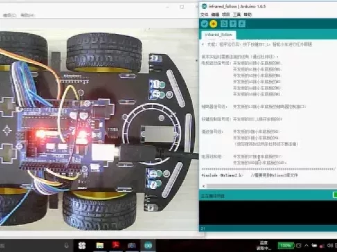 12、arduino四轮智能小车跟随障碍物实验视频教程