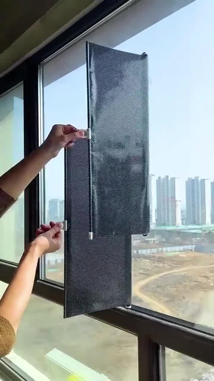 阳光太刺眼,给窗户安装一个#遮阳帘 ,直接吸附在玻璃上,拉开就能用,...