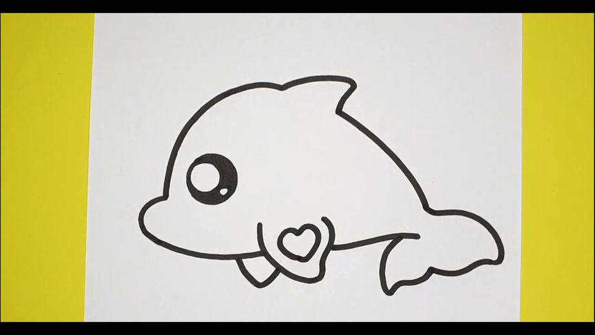 如何画一只可爱的海豚 #儿童画 #儿童简笔画 #亲子简笔画