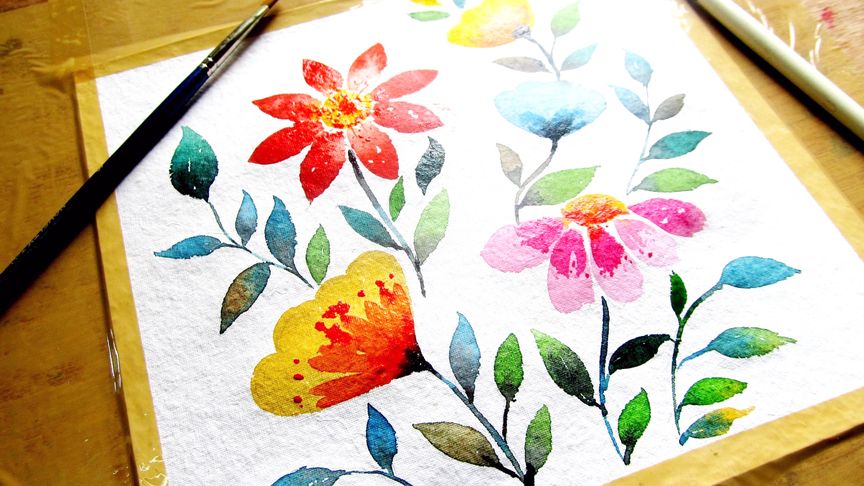 初学者可学的水彩绘画教程,绘制简单的花朵画
