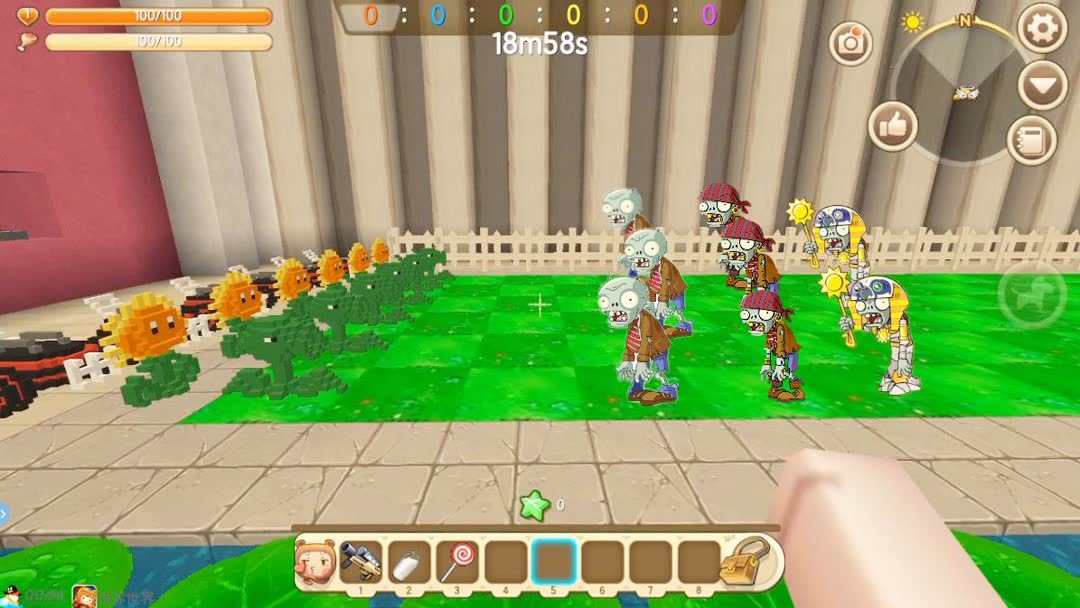 迷你世界版《植物大战僵尸》真实还原百分之百,僵尸和植物都好像