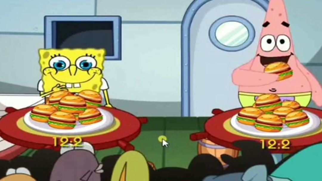 海绵宝宝和派大星终极比赛吃汉堡,结果意想不到呀!中文版游戏