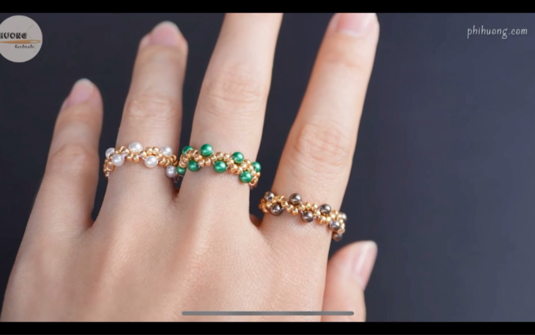 《串珠》超简单波浪串珠戒指手工教程