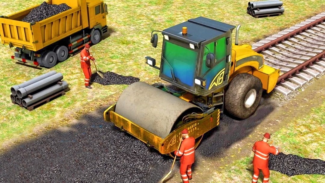 火车轨道建设模拟器 先来熟悉一下各种工程车的操作再修铁路