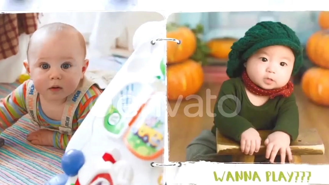 AE模板-儿童相册翻页特效的幻灯片视频