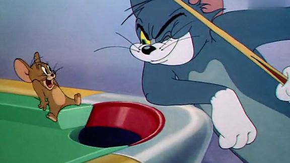 猫和老鼠:汤姆和杰瑞打台球,汤姆这技术厉害了!