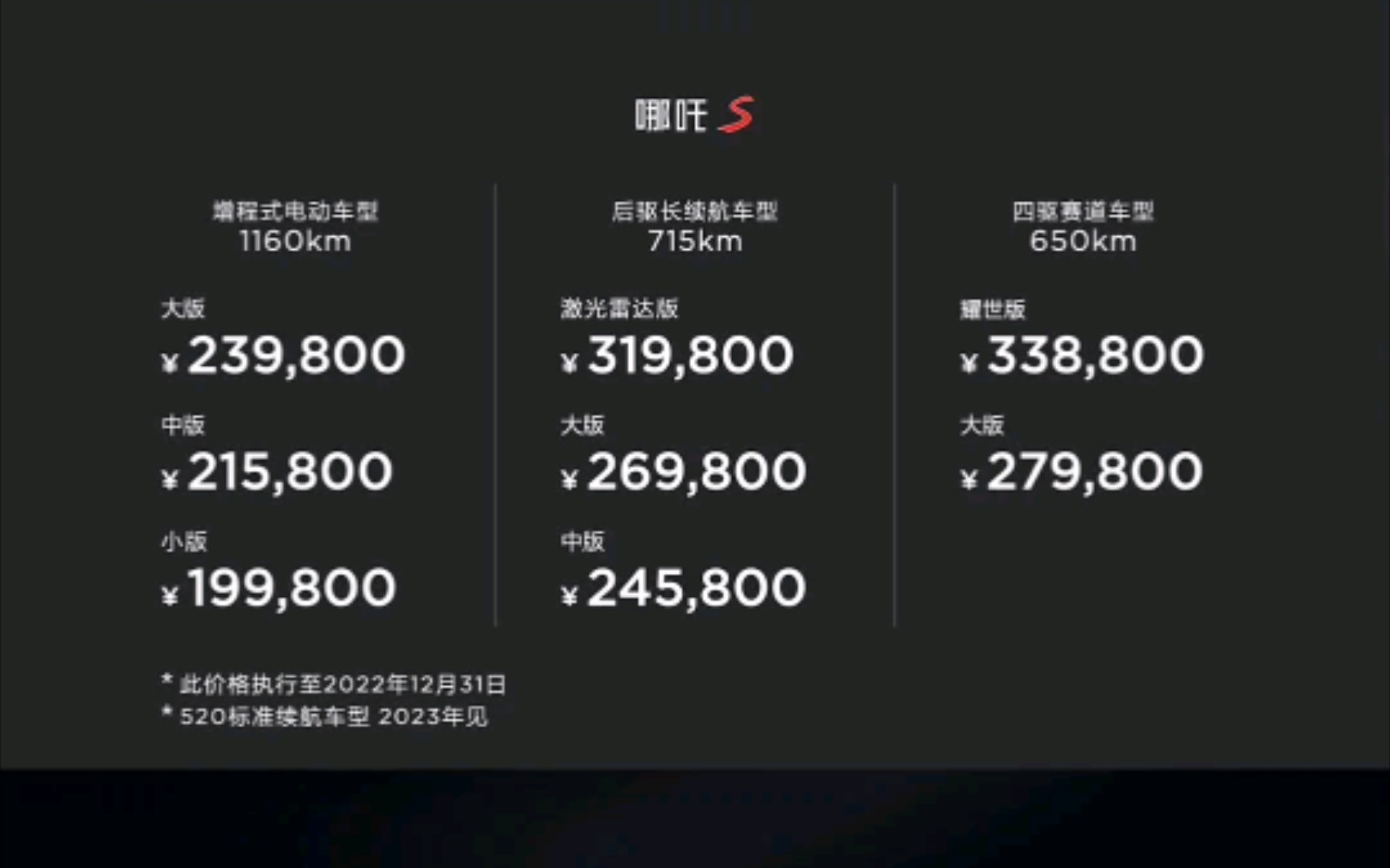 哪吒S价位公布
