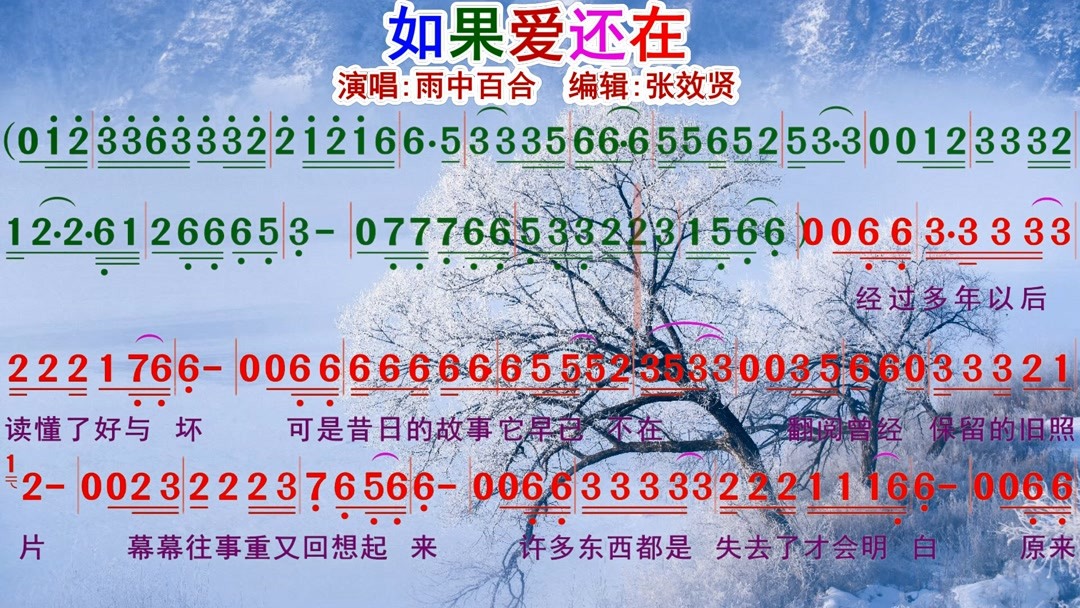 歌曲《如果爱还在》的动态有声简谱