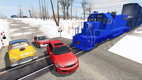老司机开火车以210km/h冲向卡在铁轨上的轿车，车祸模拟器