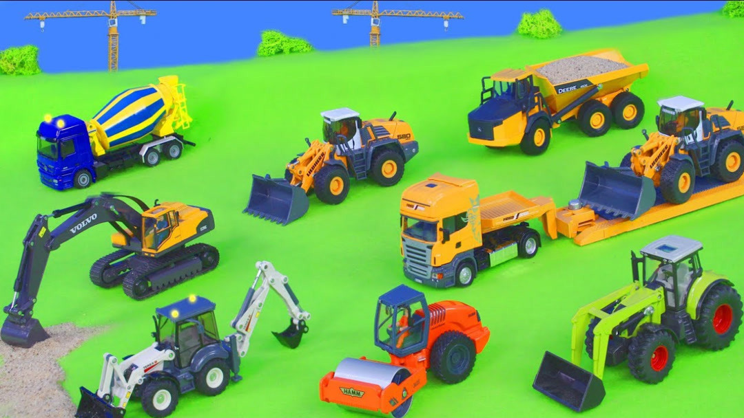 挖掘机和霸王龙、工程车玩具、 工程车施工、益智启蒙 开箱模型