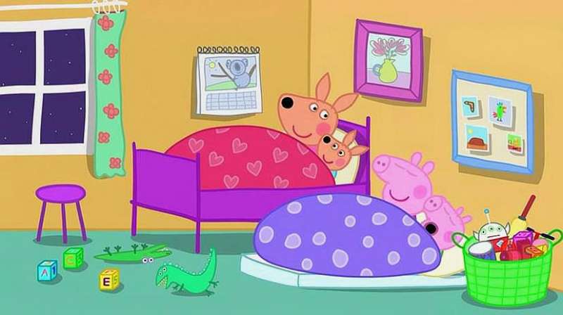 小猪佩奇 佩奇来到小袋鼠凯莉家过夜 简笔画