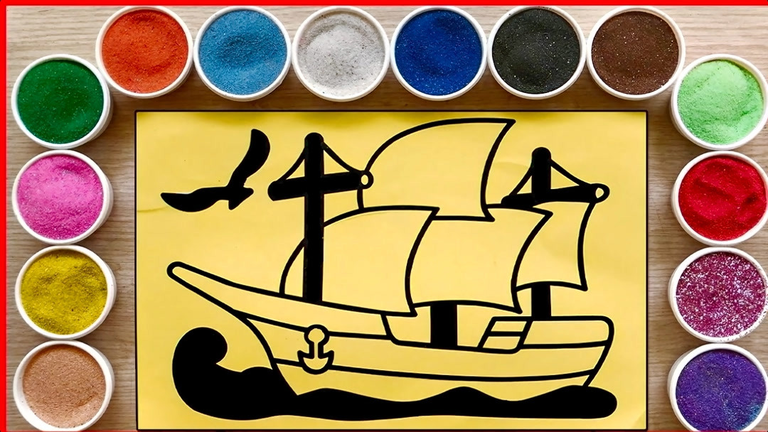 简笔绘画:彩绘炫酷的巨型帆船,来一场乘风破浪的旅行!