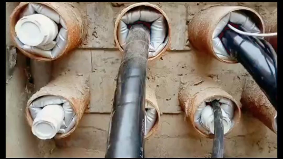 电缆井内电缆管孔防水封堵施工效果展示