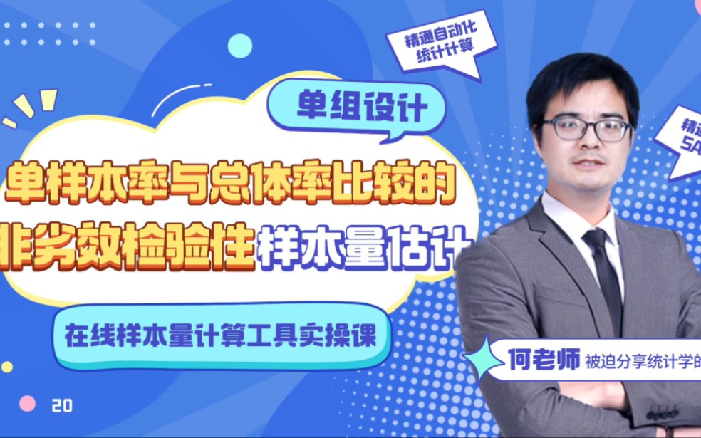 单组设计—单样本率与总体率比较的非劣效性检验样本量估计