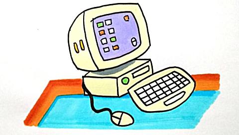 宝宝爱画画第100课 猪爸爸办公室电脑绘画, 粉红猪小妹家的电脑, 电脑...