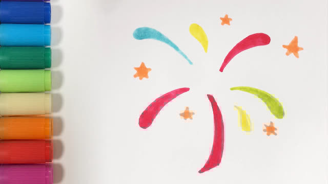 儿歌多多儿童简笔画 烟花 宝宝学画漂亮烟花 快乐过新年