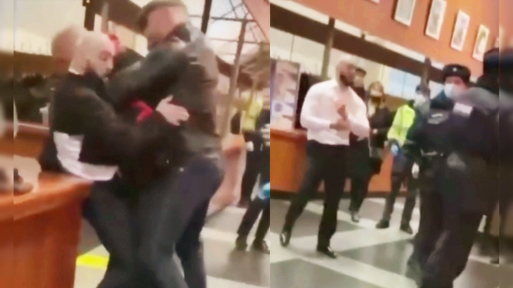 实拍:俄罗斯UFC格斗选手打架 几乎没人敢拉!警察都很犹豫!