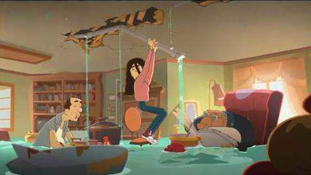 动画:房子漏水,这家人以为是水管破裂继续吃饭,殊不知这是海水