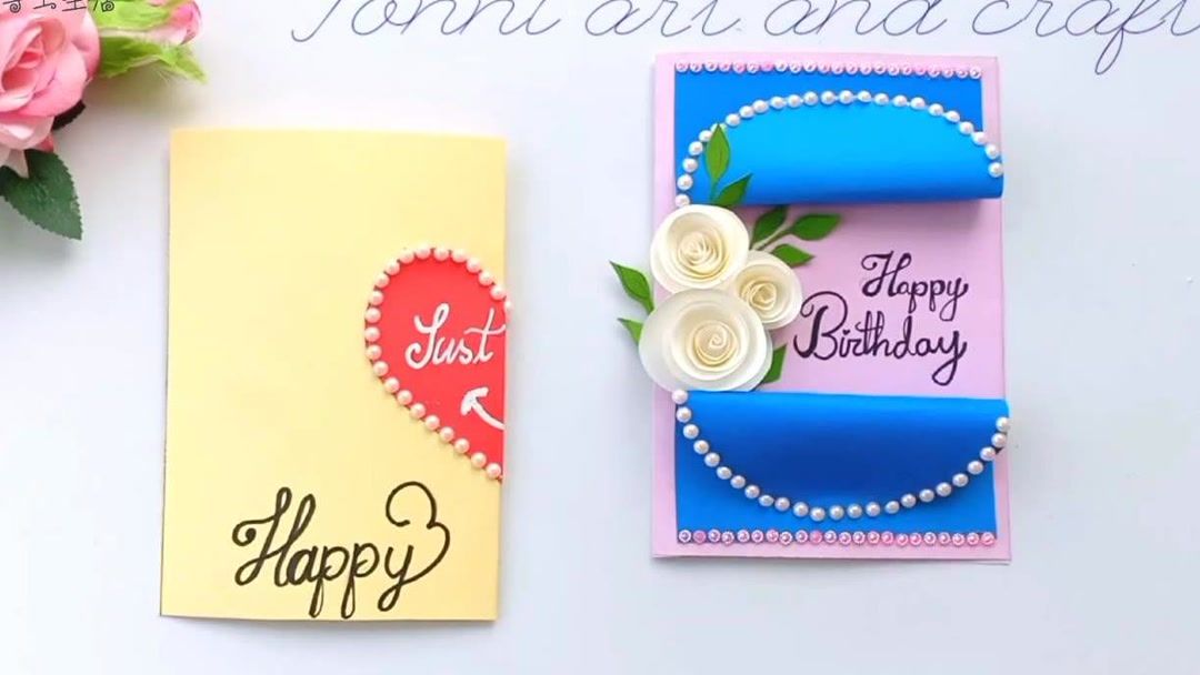 DIY手工制作漂亮的生日贺卡,简单的折纸,满满的都是心意