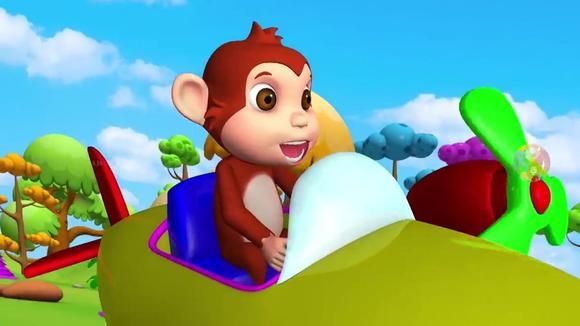 少儿动画 3D卡通,森林里的动物园 小猴子开飞机大家都想坐