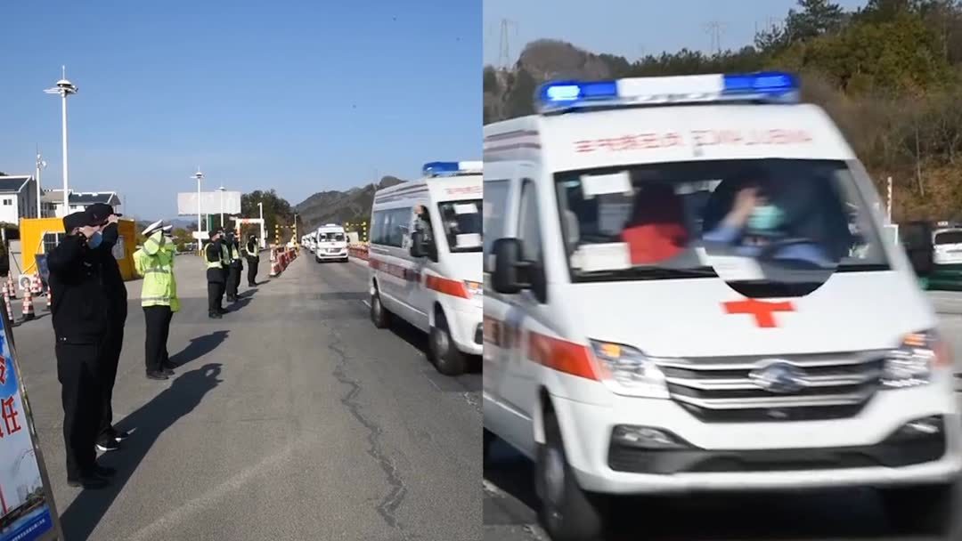 抗疫民警路遇逆行医护,全体隔窗致敬,画面温馨感动