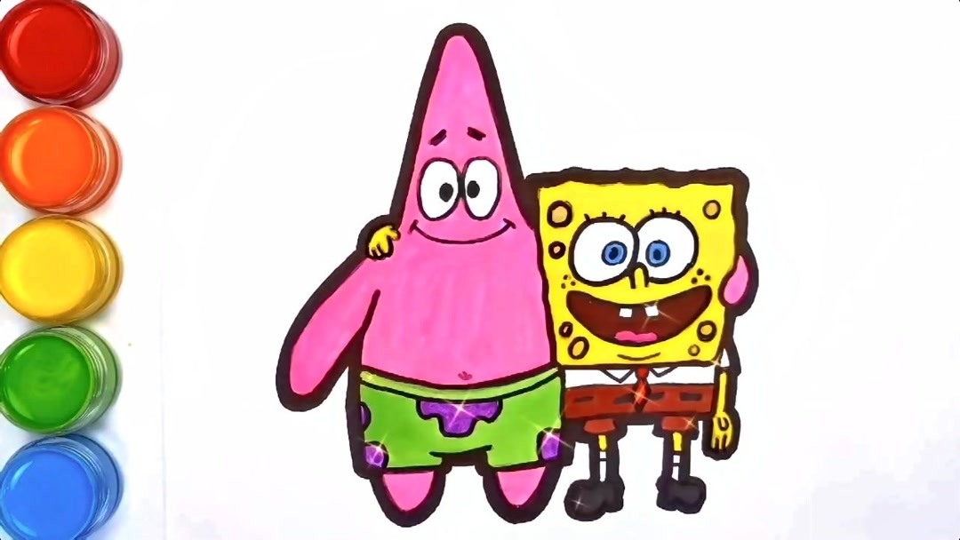 教你学画画:画海绵宝宝和派大星