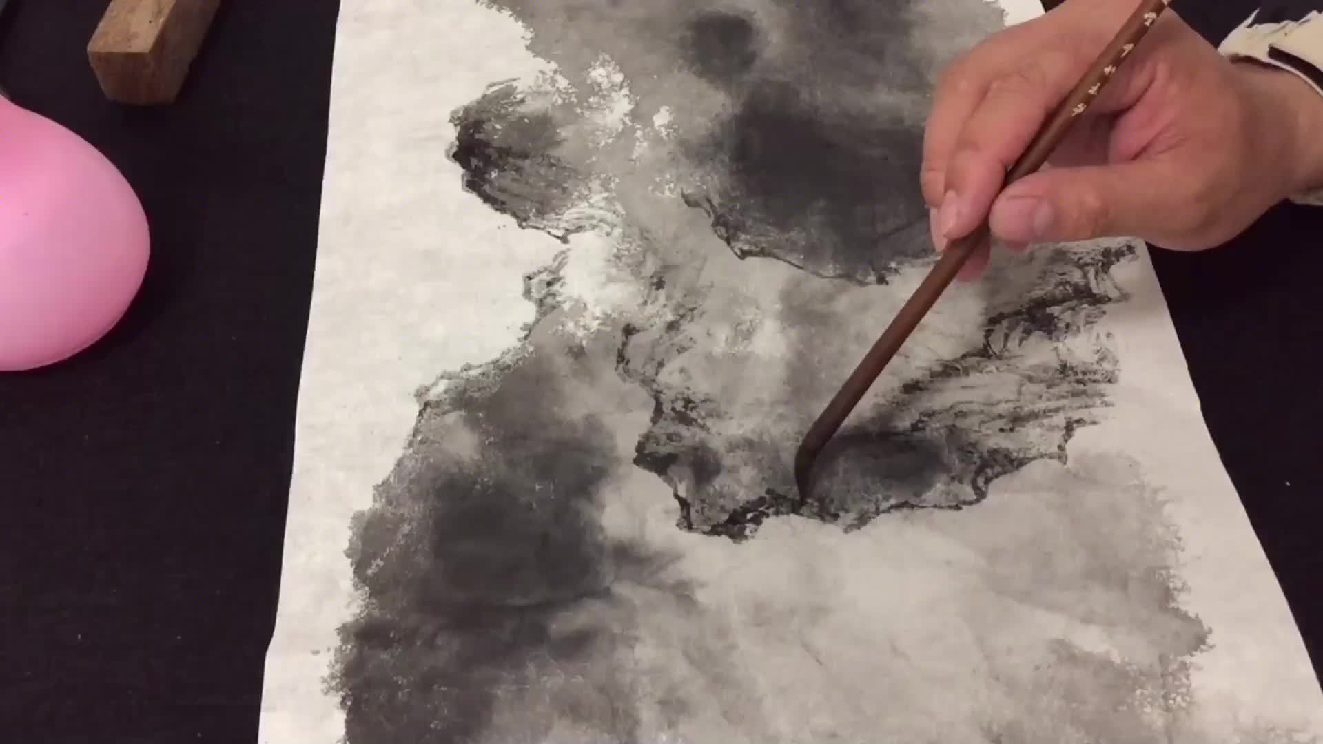 国画山水:泼墨山水教程,掌握这个方法你以后也会画!