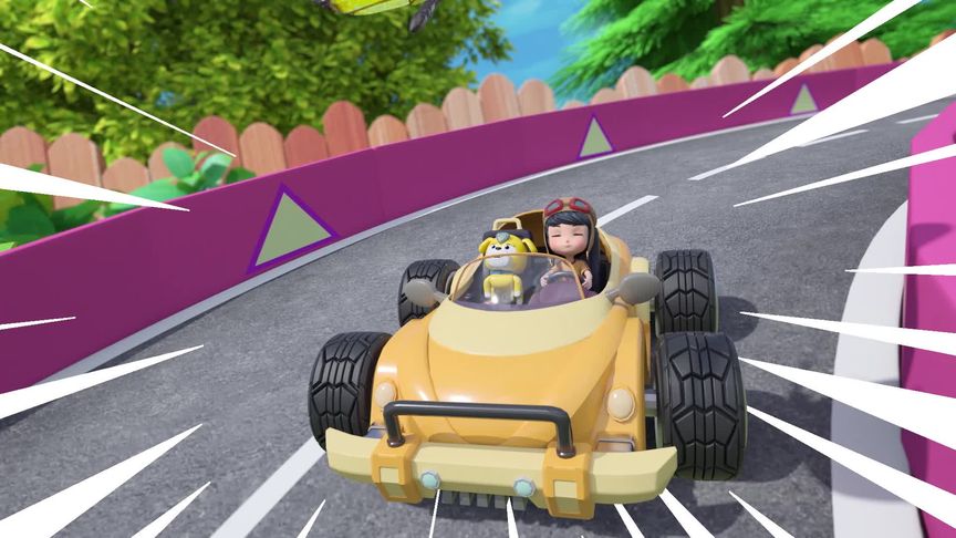 小人国赛车,巴特故意撞破水球造成后车侧滑#冒险小狗帮 #动画片