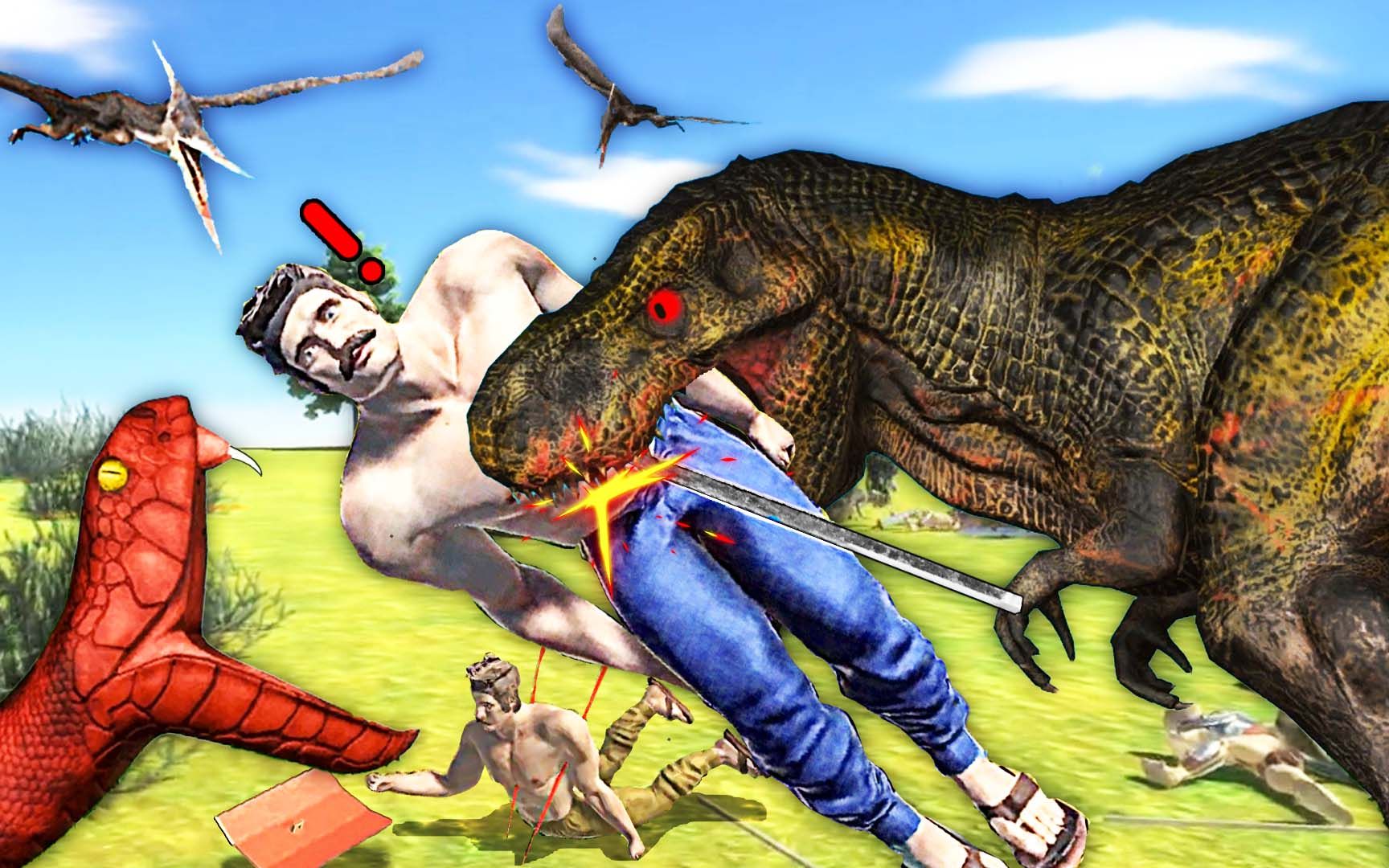 动物战斗模拟器 恐龙被远古蠕虫给吸住,差点被抽干了 阿波兔解说