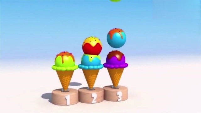 亲子动画:用七彩冰淇淋,学习颜色和数字!一起来吧!