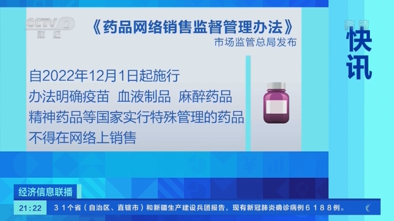 [经济信息联播]快讯 药品网售新规明确处方药管理办法