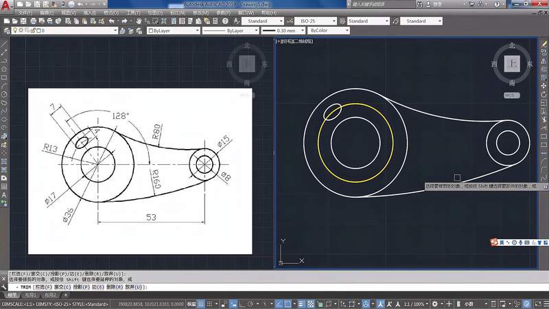 CAD练习题18:学会圆、椭圆、修剪工具,CAD制图更快捷