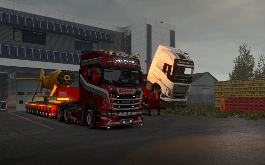 【欧洲卡车模拟2】大雨天运输老式飞机模型