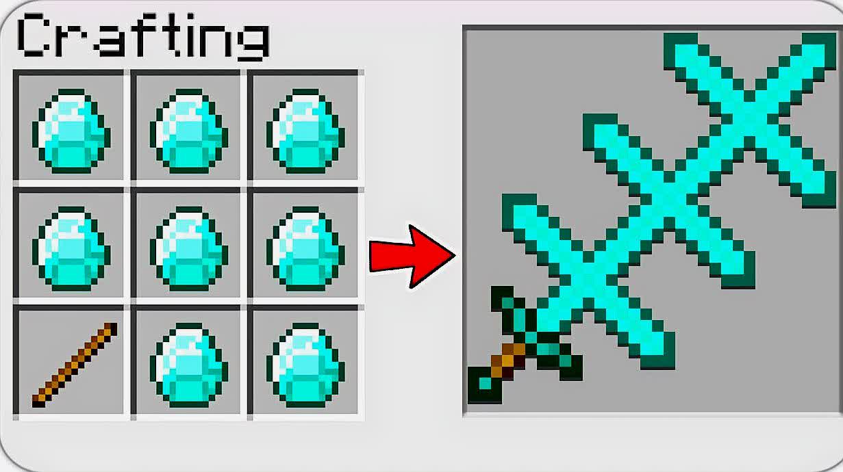 游游解说我的世界,七把钻石剑合一长什么样?