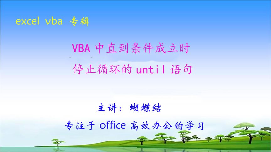 第297集VBA中直到条件成立时停止循环的until语句