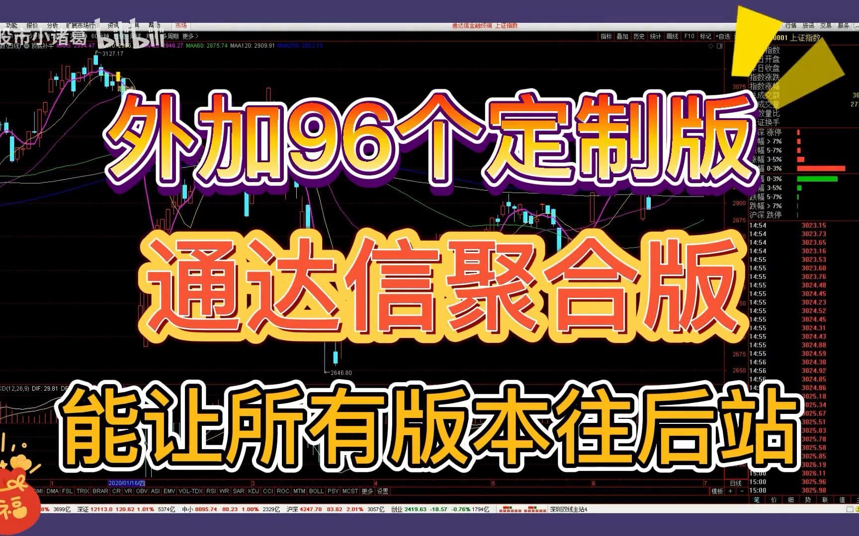 通达信聚合板,独特的通达信版本,能够查看L2高级行情,外加96个定制...