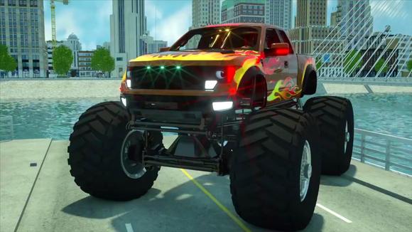 警车联合抓捕违法的大脚皮卡车 动画片