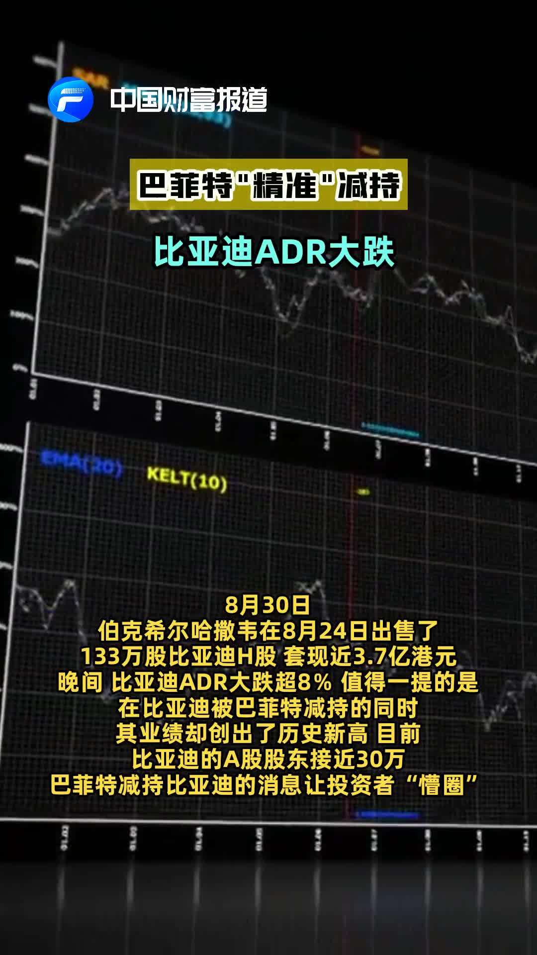 【中国财富报道】巴菲特"精准"减持,比亚迪ADR大跌