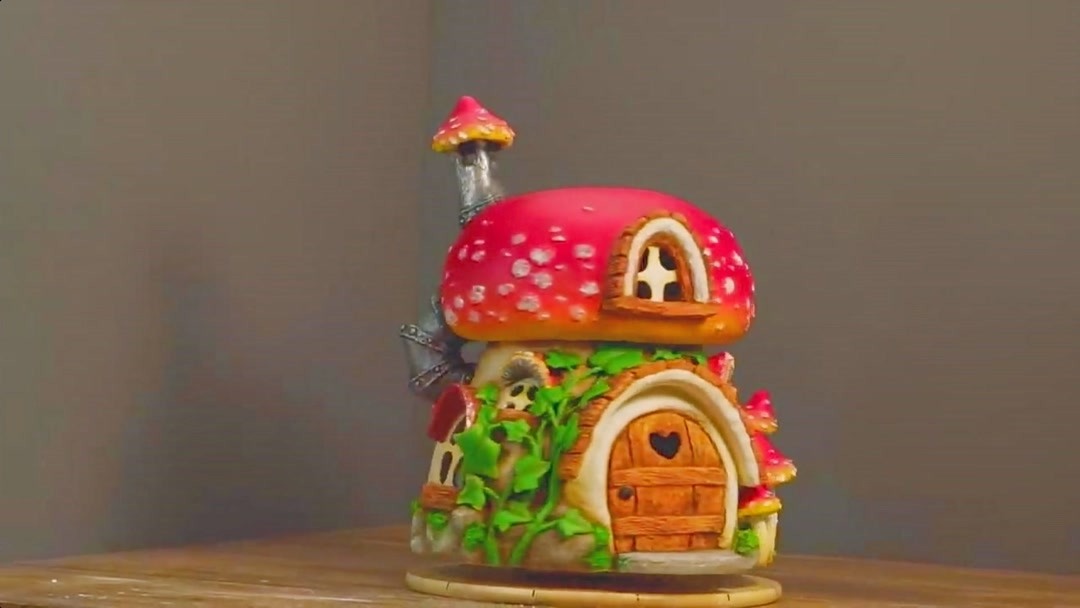 手工模型作品,带你学习如何制作漂亮的蘑菇屋!