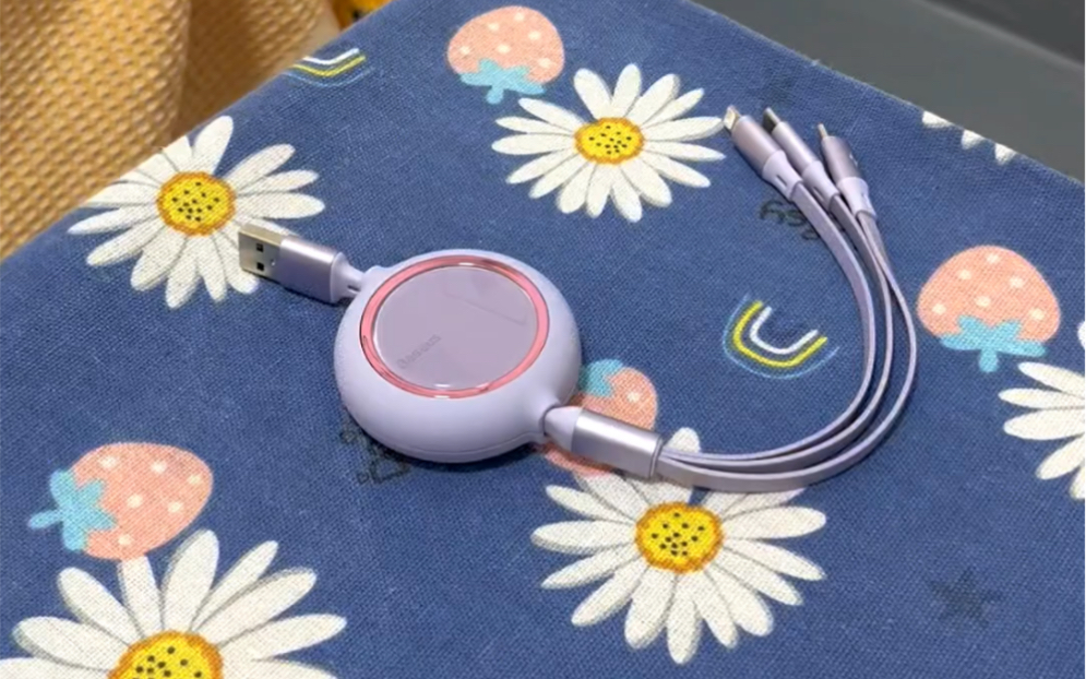倍思三合一伸缩收纳数据线充电线,轻松拉伸线不缠绕