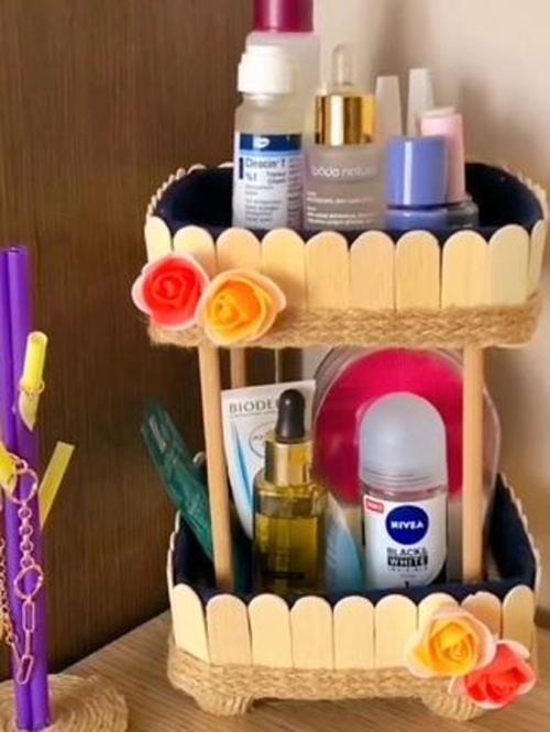 桌面收纳架,将废物利用进行到底,势必清空你今年夏天攒的雪糕棍制作