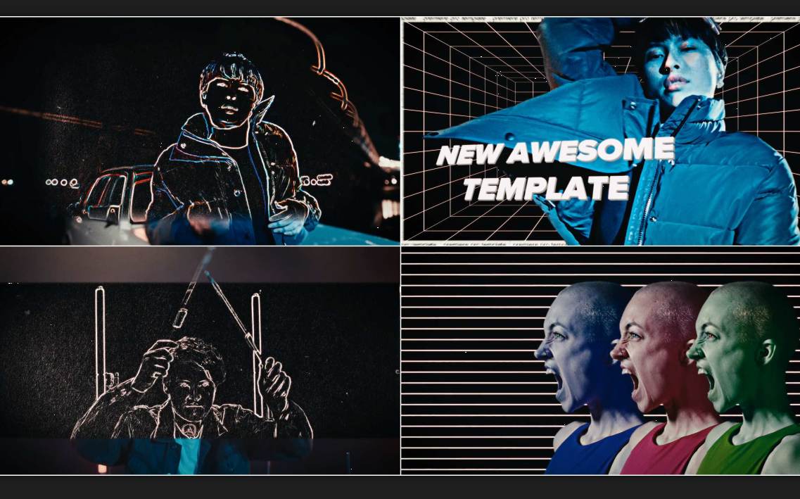 AE活力动感片头模板-嘻哈超酷创意时尚人物主播模特介绍视频综艺...