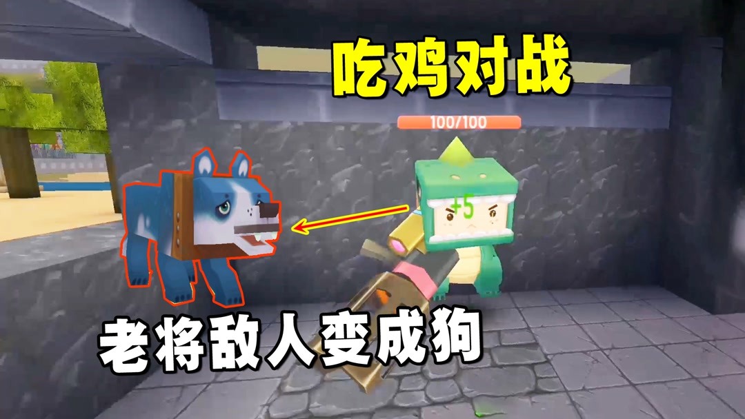 迷你世界:吃鸡对战!老墨开局得到一把枪,能一下将敌人变成狗