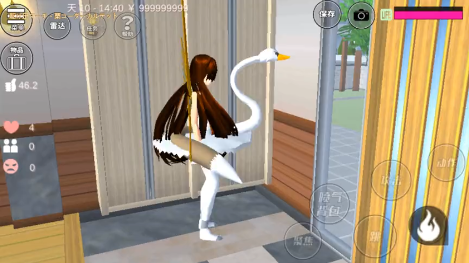 樱花校园模拟器:小西穿着天鹅服装跑去农场到处喷火?还做烤乳猪