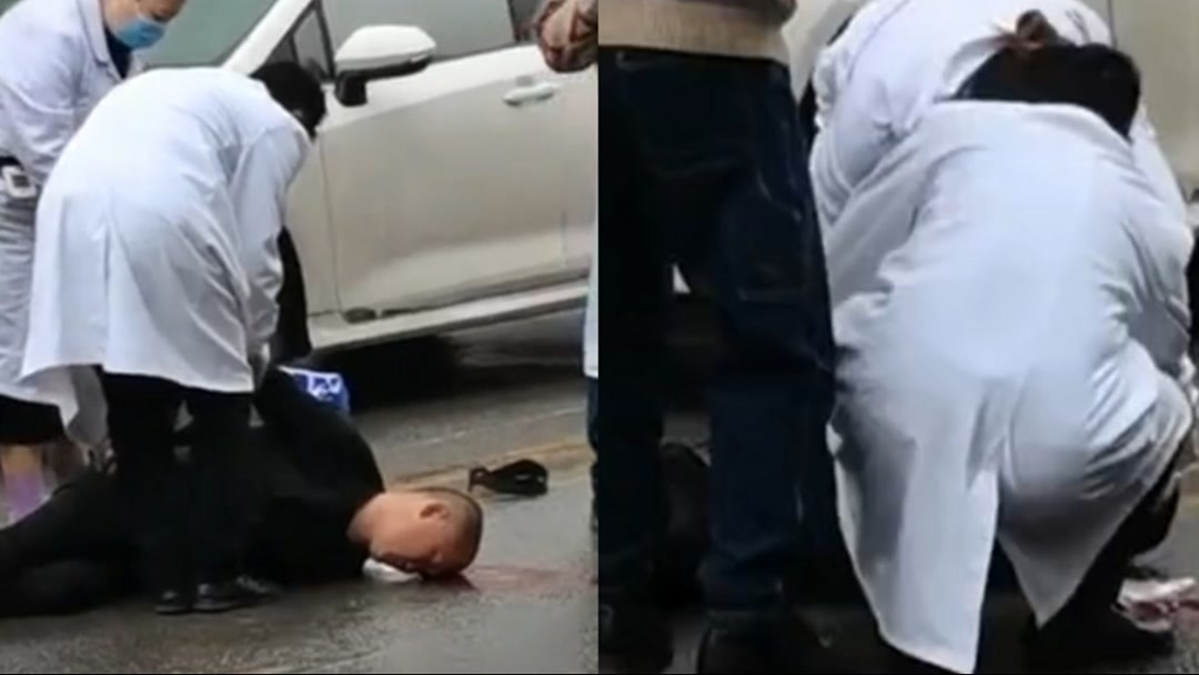 男子骑电动车与小车擦挂 摔倒瞬间又遭货车碰到头部血流满地