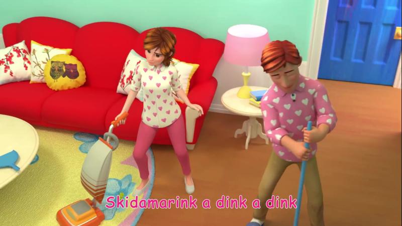 幼儿家庭儿歌亲子动画,暖心的爸爸帮妈妈打扫卫生做家务