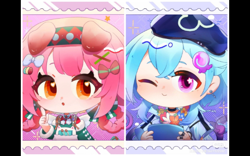 【绘画过程】邮票QQ头两枚(澄闪和水月)